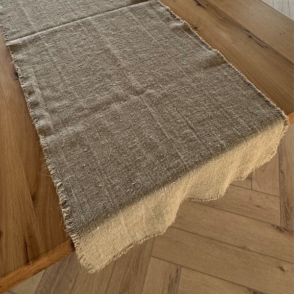 Rustic Linen Table Runner in Various Colors, Hand Made With Fringes ...
