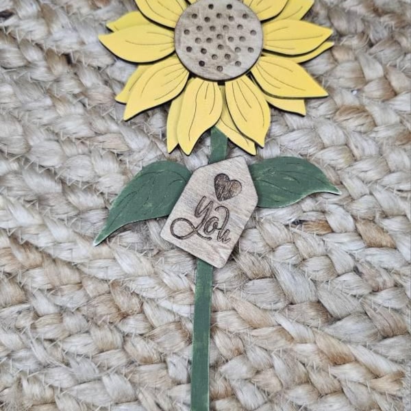 Flower Sunflower Stick With Tag for Laser Cutting in SVG and PDF ...
