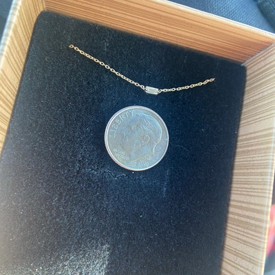 Baguette Diamond Necklace/ 14k Gold Baguette Diamond Necklace ...