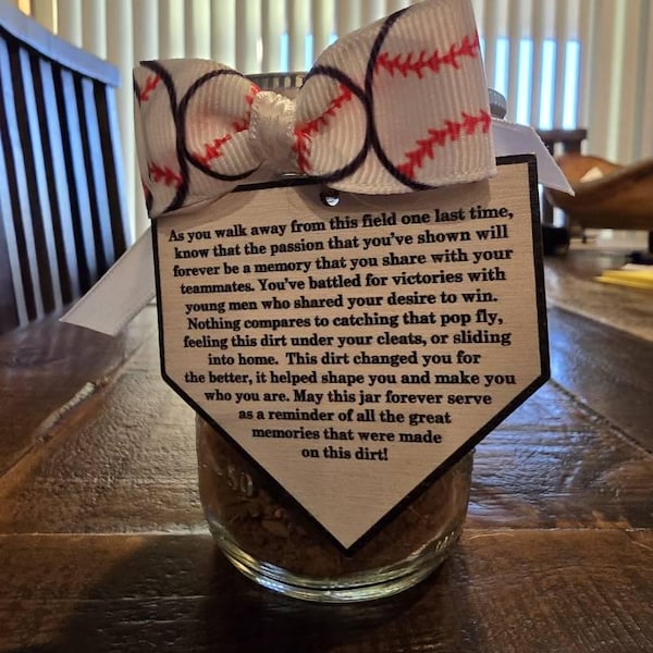 Personalized Baseball Senior Gift Dirt Jar Tag, Printed Home Plate Tag ...