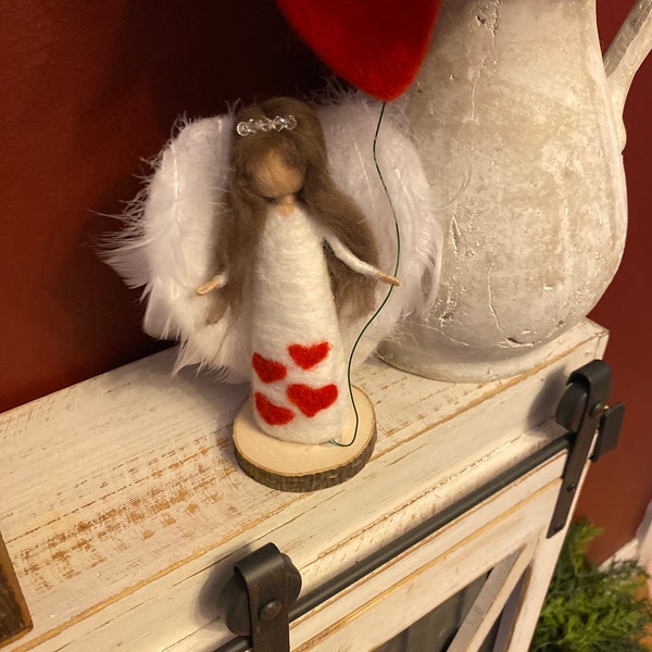 Wool Angel Decor - Needle Felted Tiny Angels With Heart Detail - Etsy