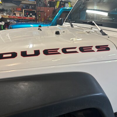 Custom Black Lettering Sticker Decal for Hood With an Outline Set of 2 ...