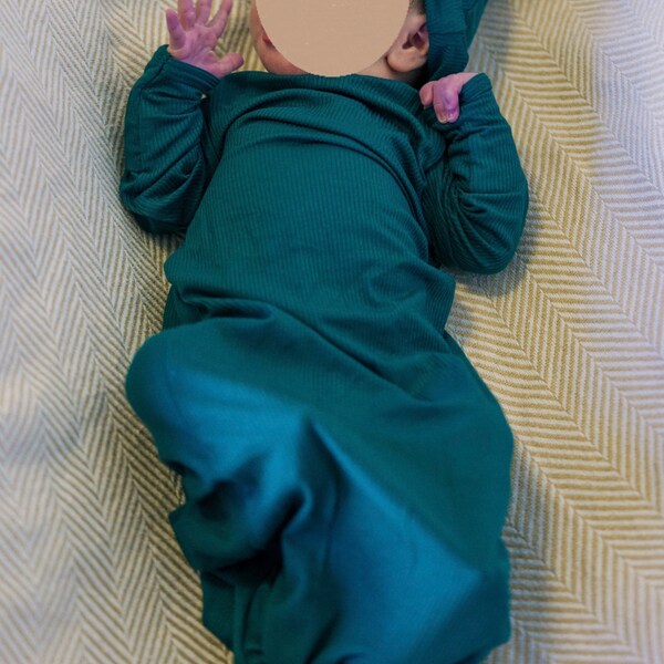 Newborn Baby Knotted Gown Knotted Baby Gown, Infant Gown, Newborn Baby Clothes, Baby Shower Gift ...