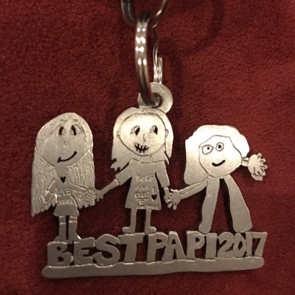 Your Child's Drawing on Key Chain for DAD, Durable Sentimental Keychain ...