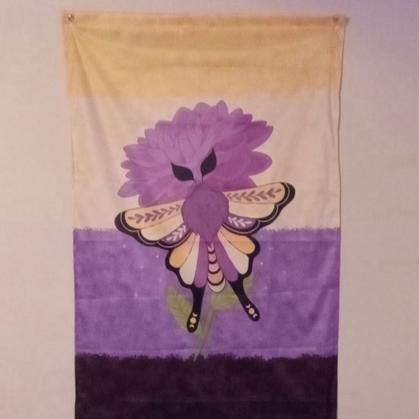 Cottagecore Aesthetic Progress Pride Moth Flag | Progress Flag | Pride ...