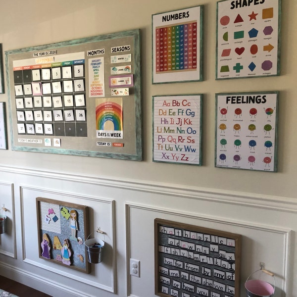 Rainbow Geometric Shapes Wall Art, Nursery Art, Homeschool Print ...