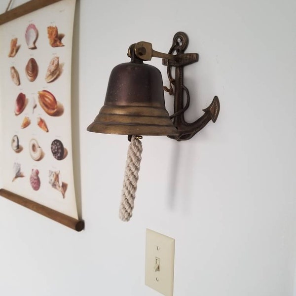 Rope Bell Pull W/ 2 Brass Shackles & Ring - Braided Knot Lanyard - Hand ...