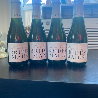 Team Bride Labels for Mini Champagne Bottles Printed Labels for Bridal ...