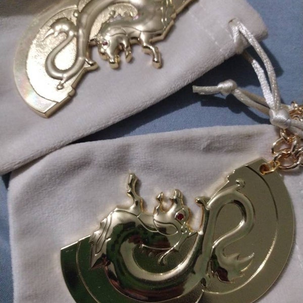 Double Dragon Gold Medallion Cosplay Prop Metal Necklace - Etsy