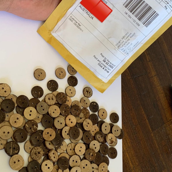 Natural Sewing, Craft Coconut Shell Buttons 11.5mm, 15mm, 20mm, 25mm ...