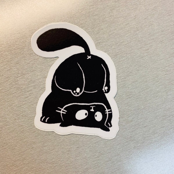 Black Cat Vinyl Stickers // Cat Laptop Stickers // 3" Weatherproof ...
