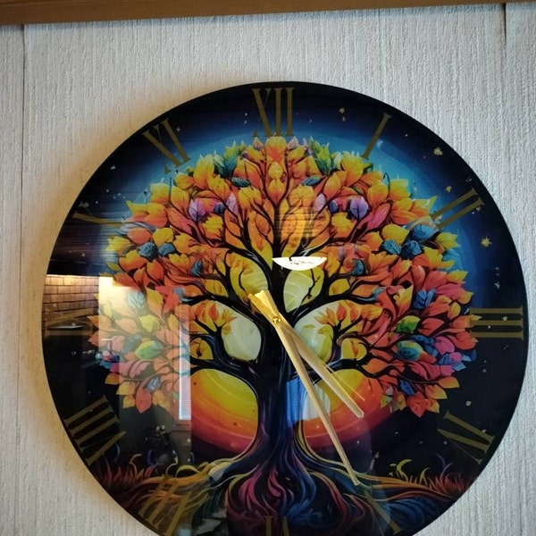 Tempered Glass Wall Clock, Blue Wall Clock, Pebble Wall Clock, Stone ...