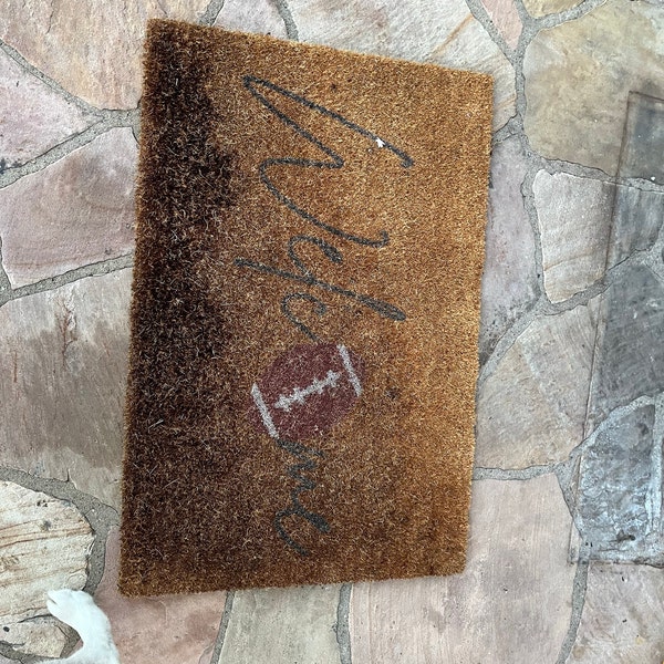 Welcome Football Doormat, Welcome Mat, Football Doormat, Fall Doormat ...