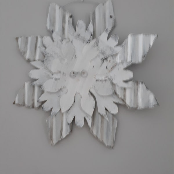 Handmade Tin Snowflake / Corrugated Tin Snowflake / Corrugated Tin ...