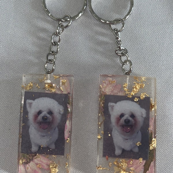 Personalised Floral Resin Photo Keyring|gift|anniversary|valentines ...