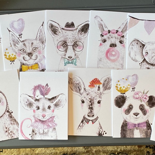 24 Woodland Creature Blank Greeting Cards 24 Cards + Envelopes ...
