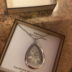 Real Pressed Edelweiss Locket Romantic Flower of the Alps Silver ...