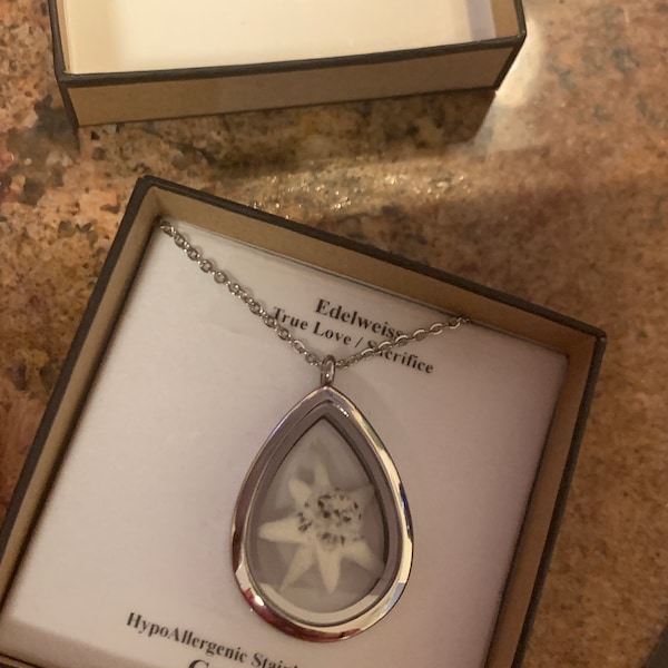 Real Pressed Edelweiss Locket | Romantic Flower of the Alps Silver ...