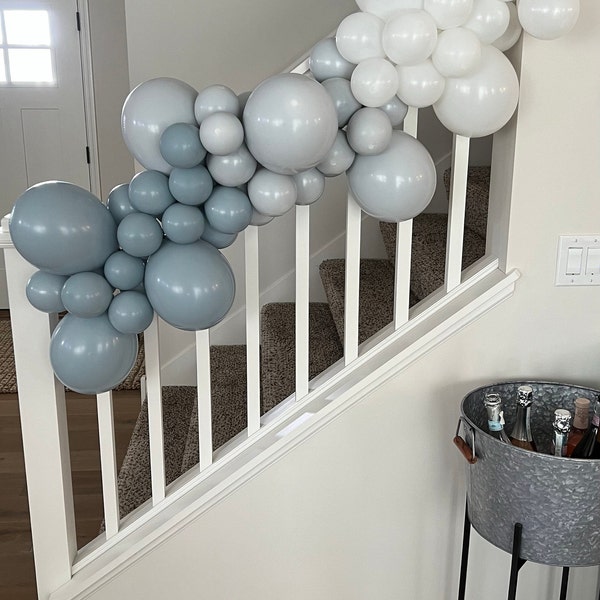 Pacific Balloon Garland Kit With Shades of Blue Slate Blue Dusty Sand ...