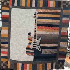 Digital Guitar Applique Quilt Pattern, beautifully Acoustic 67 X 57 ...
