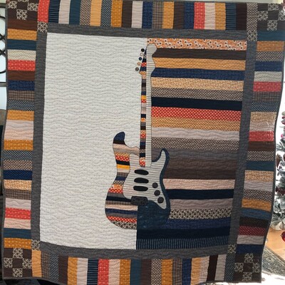 Digital Guitar Applique Quilt Pattern, beautifully Acoustic 67 X 57 ...