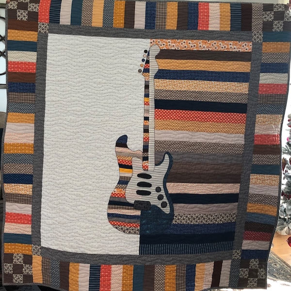 Digital Guitar Applique Quilt Pattern, "beautifully Acoustic" (67" X 57 ...