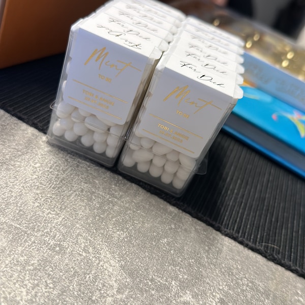 Tic Tac Label Foiled, Mint to Be Wedding Favor Sticker With Real Gold ...