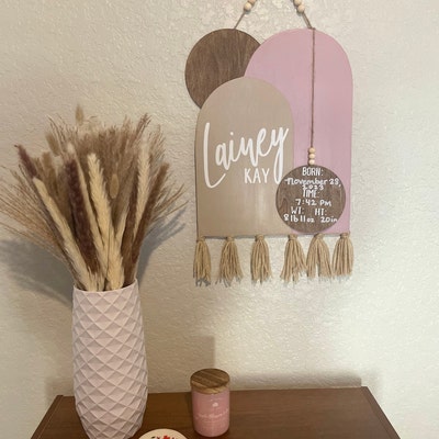 Boho Baby Hospital Door Hanger Sign Baby Stats Sign Newborn Baby Stats ...