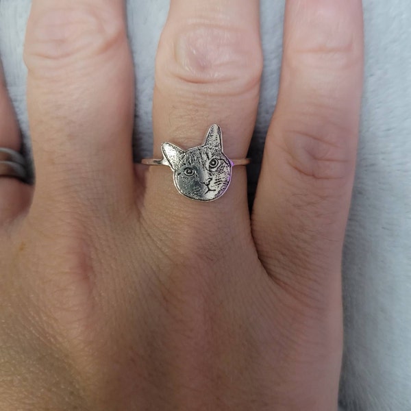 Custom Pet Portrait Ring Your Pet Ring Personalized Pet Ring Cat ...
