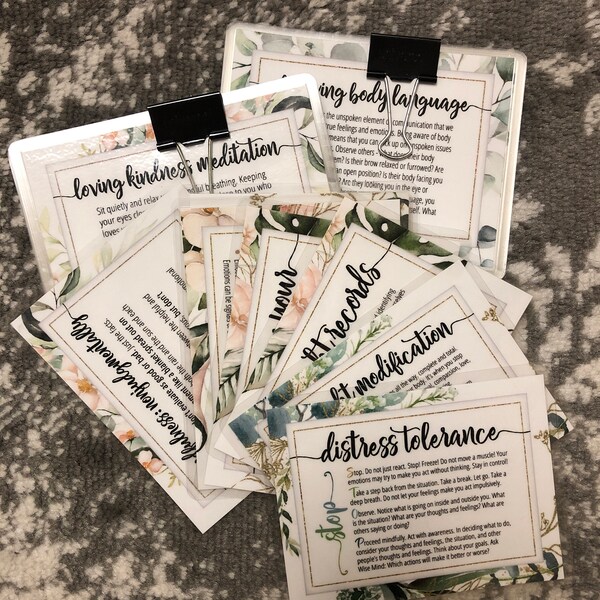 DBT Flash Cards, 44 Printable Cards, Self Help Cards, Coping Skills ...