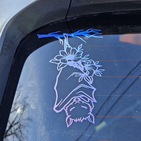 Floral Bat Vinyl Decal | Holographic Bumper Sticker | Laptop Decal ...