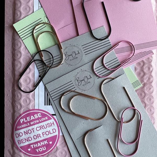 Extra Wide Jumbo Planner Paper Clips | Large PAPERCLIP - Black - Rose ...