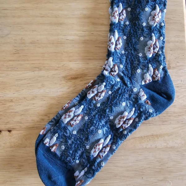 Bohemian Floral Socks | 5 Colors | Teal Blue Green Beige Mustard ...