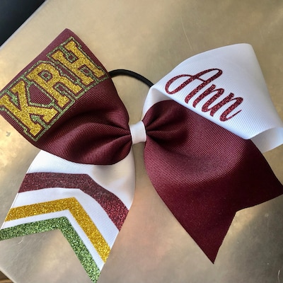 3 Personalized Custom Texas Size Cheer Bow Single Layer Flip Single End ...