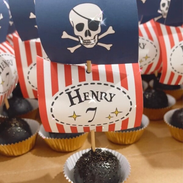 Pirate Party Decorations Cupcake Toppers With Flags - Black & White ...