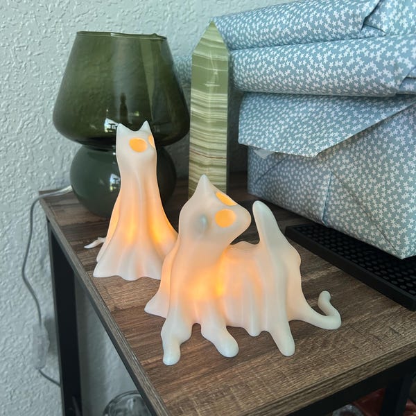 Ghost Cats With LED Tea Lights - Halloween Home Decor - Gifts for Cat ...