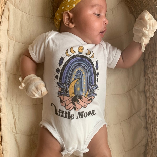Little Moon Child, Moon Child Bodysuit, Witchy Moon With Crystals ...