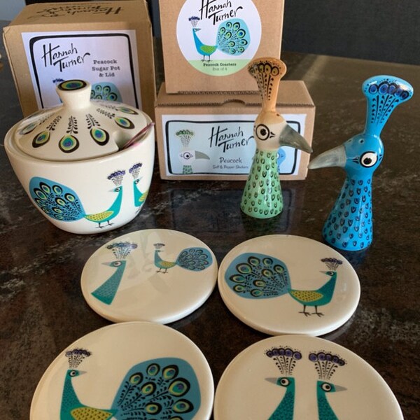 Peacock Salt and Pepper Shakers, Handmade Pottery Salt and Peppers ...