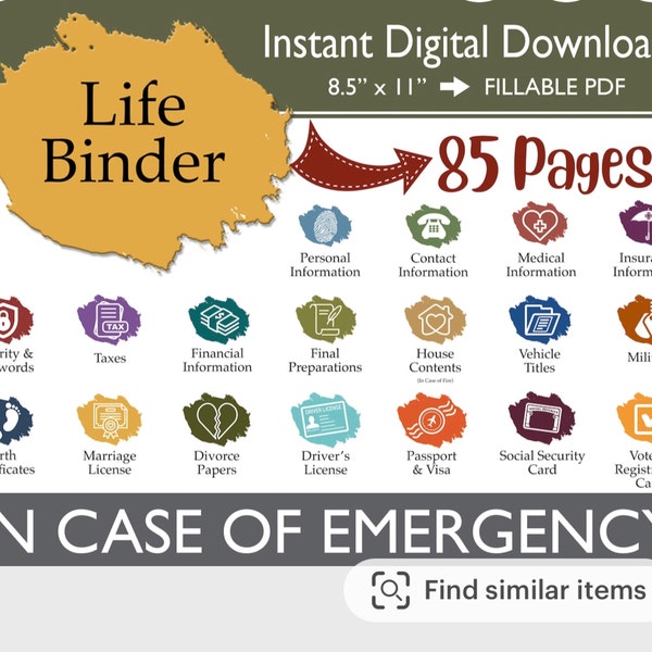 Life Binder, Home Management Binder, Emergency Binder, Life Organizer ...