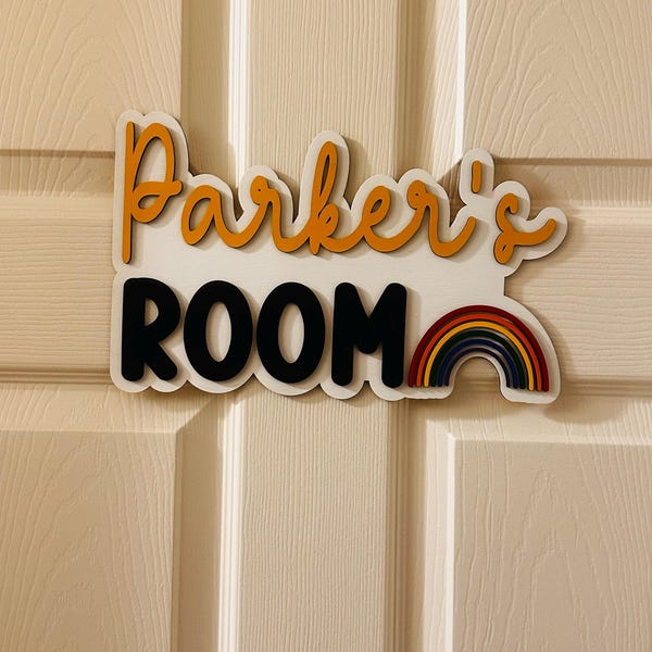 Rainbow Name Sign, Personalized Kids Door Sign, Kids Door Name Sign ...