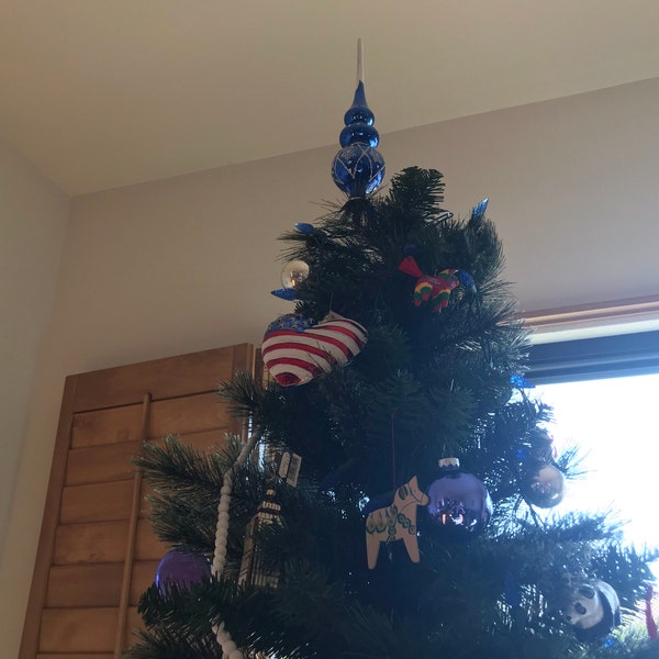 10 Inch Tree Topper - Elegant Blue Design Adorned With Charming ...