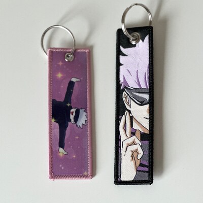 Anime Embroidered Jet Tag Keychain - Etsy