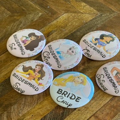 Disney Character Wedding Party Buttons-princess Wedding Buttons-disney ...