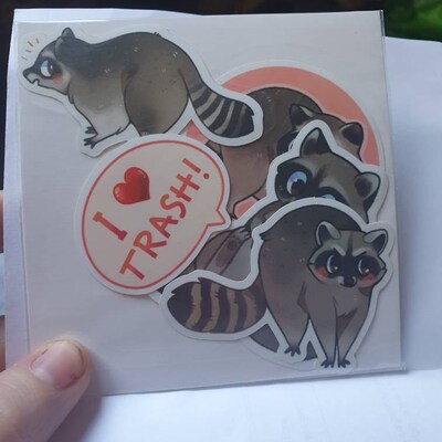 Cute Raccoons Sticker Set - Etsy