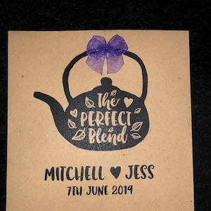 10x Personalised 'the Perfect Blend' Tea Wedding Favour Envelopes With ...