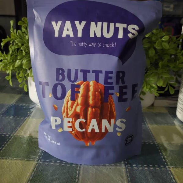 Yay Nuts Butter Toffee Pecans - 1 Lb Crunchy Sweet Snack for School ...