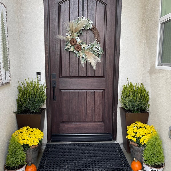 Fall Boho Wreath, Pumpkin Wreath, Fall Grapevine, Everyday Wreath ...