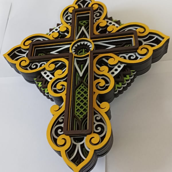 Layered Cross Design for Laser Cutting - Multilayer Cross SVG Dxf - 3D ...