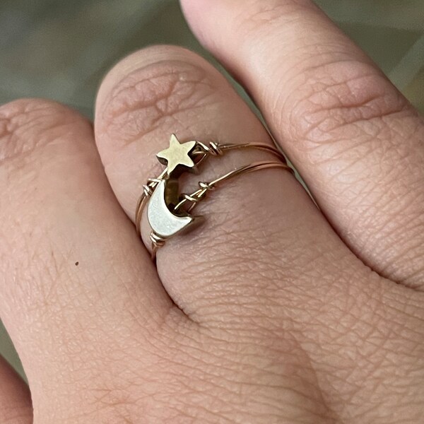 Crescent Moon Ring, Bronze Crescent Moon Ring, Dainty Crescent Moon ...