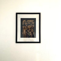 Handmade Original Linocut Print of Snuggly Cats unframed, Printed in ...